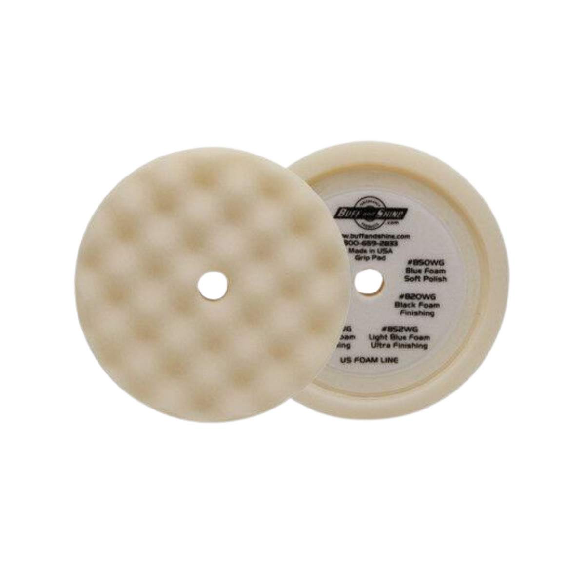 Buff and Shine 8" Foam Convoluted Waffle Buff Pad, White, Heavy Cuttin ...